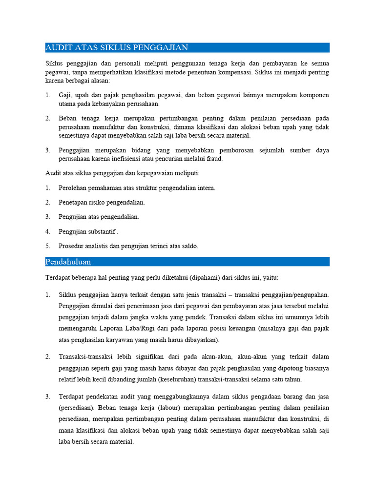 Modul 07. Audit Siklus Penggajian | PDF