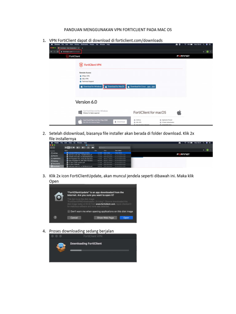 Panduan Menggunakan VPN FortiClient Pada Mac OS | PDF