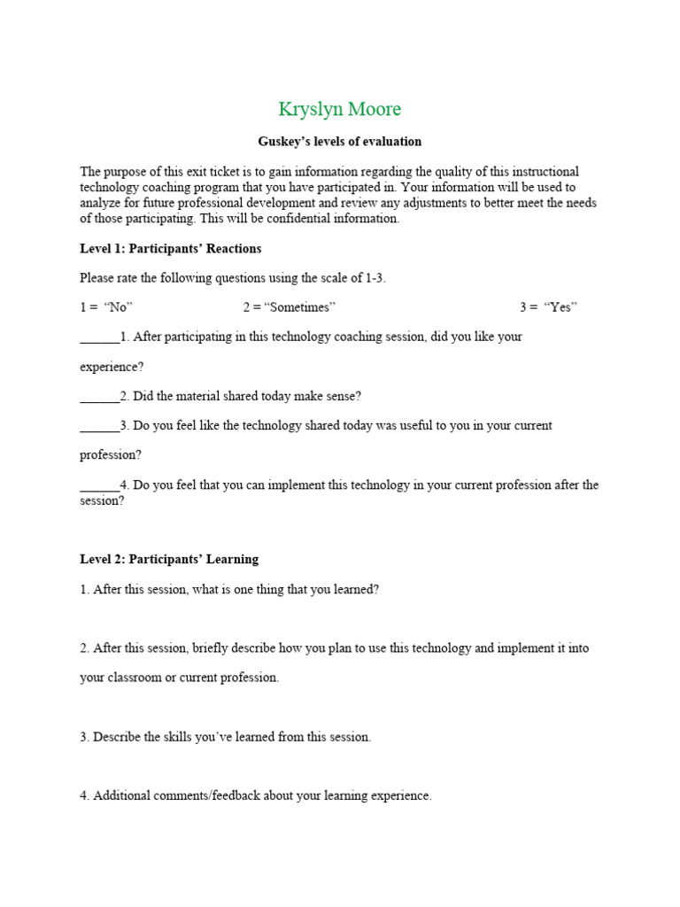 Evaluation Instrument | PDF | Teachers | Learning