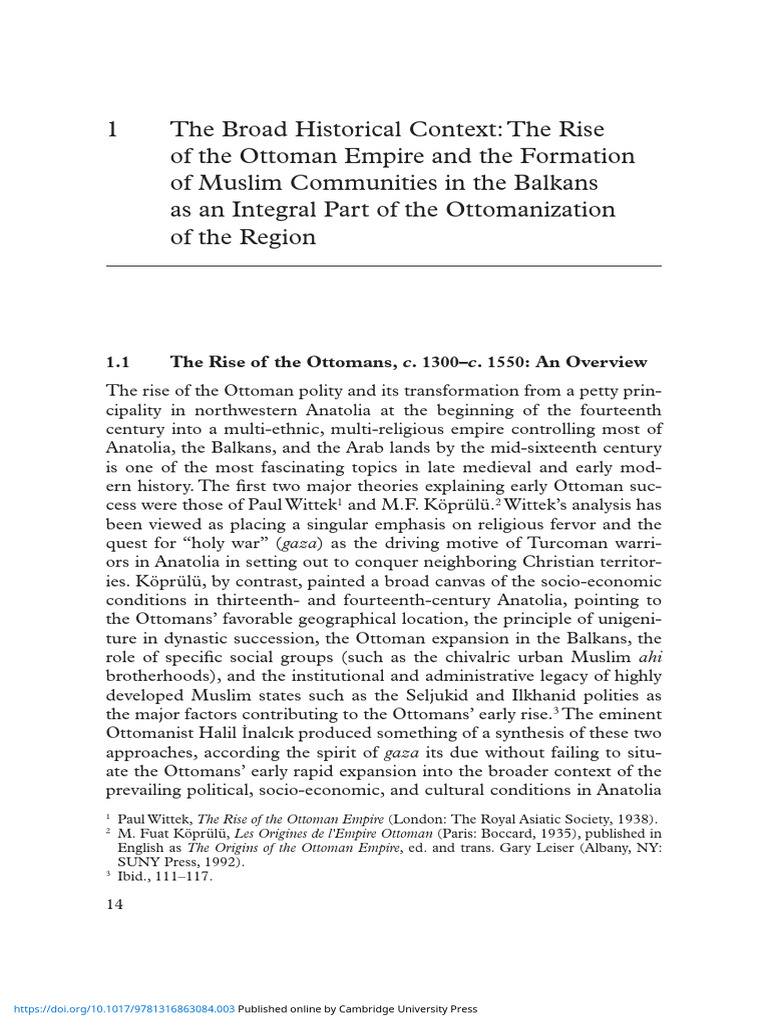 Broad Historical Context The Rise of The Ottoman Empire and The ...