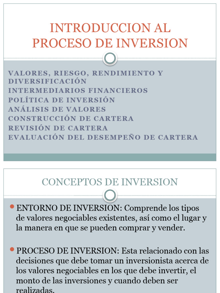 Introduccion Al Proceso de Inversion | PDF | Compartir (Finanzas) | Inversiones