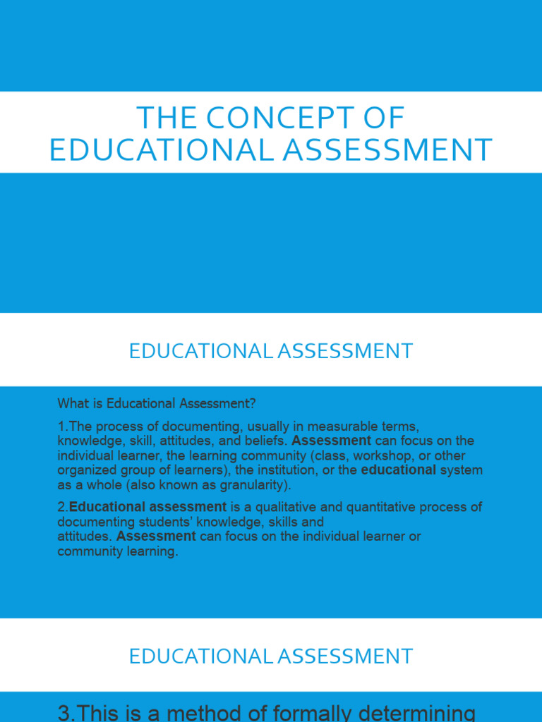 The Concept of Educational Assessment | PDF | Educational Assessment | Validity (Statistics)