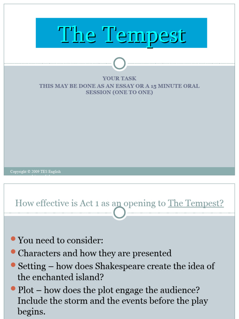 The Tempest - The Play's Opening | PDF | The Tempest | Id