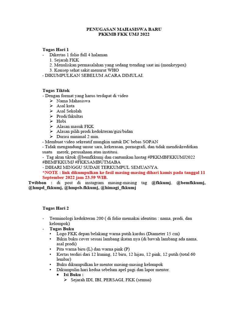 Penugasan PKKMB 2022 | PDF