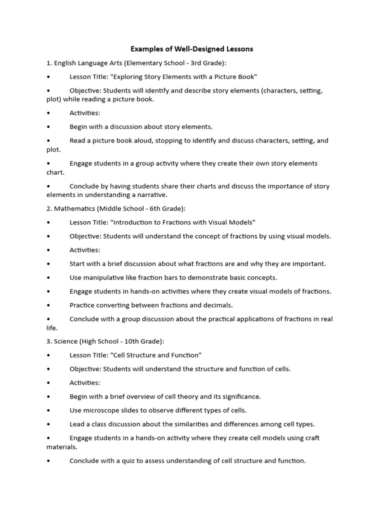 Examples of Well-Designed Lessons | PDF | Function (Mathematics) | Books