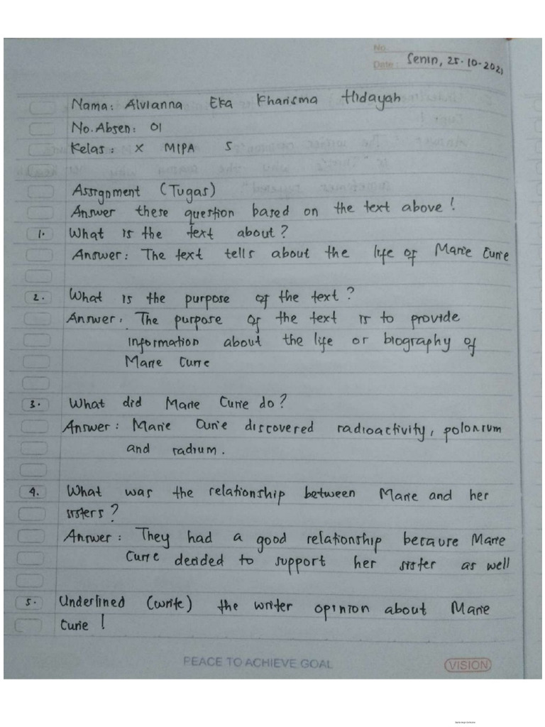 Assignment Biography Text Alvianna | PDF