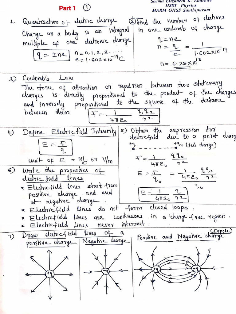 +2 Physics Short Note 2023 | PDF