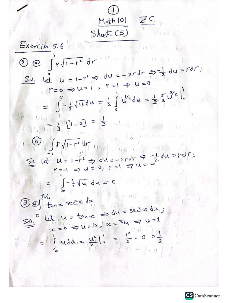 Answer of Sheet 5 Math101 | PDF