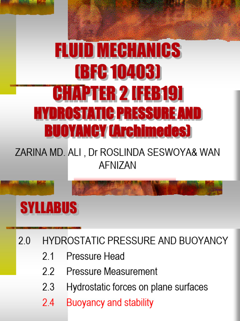 Chapter 2.3 - Hydrostatic Pressure and Buoyancy | PDF | Buoyancy | Civil Engineering