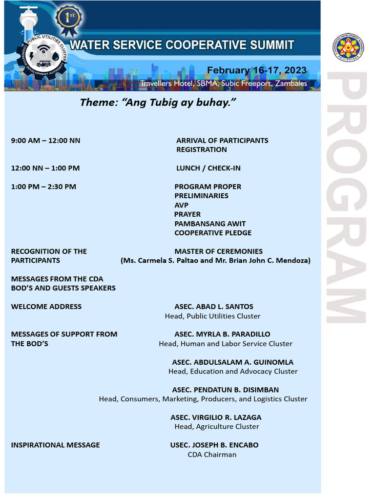 Program Template 1st Water Service Coop Summit | PDF