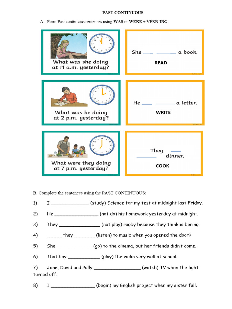 Past Simple Vs Past Continuous Interrupted Action | PDF
