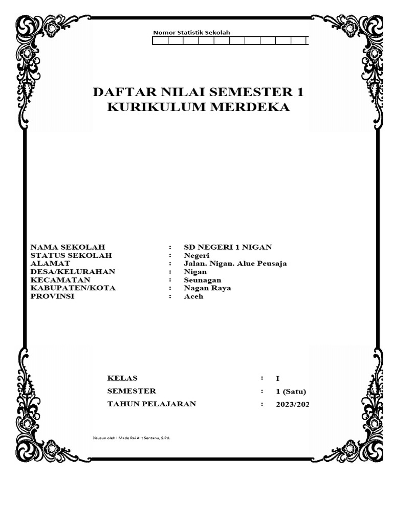 Daftar Nilai Kurikulum Merdeka Semua Mapel-Kelas1 | PDF