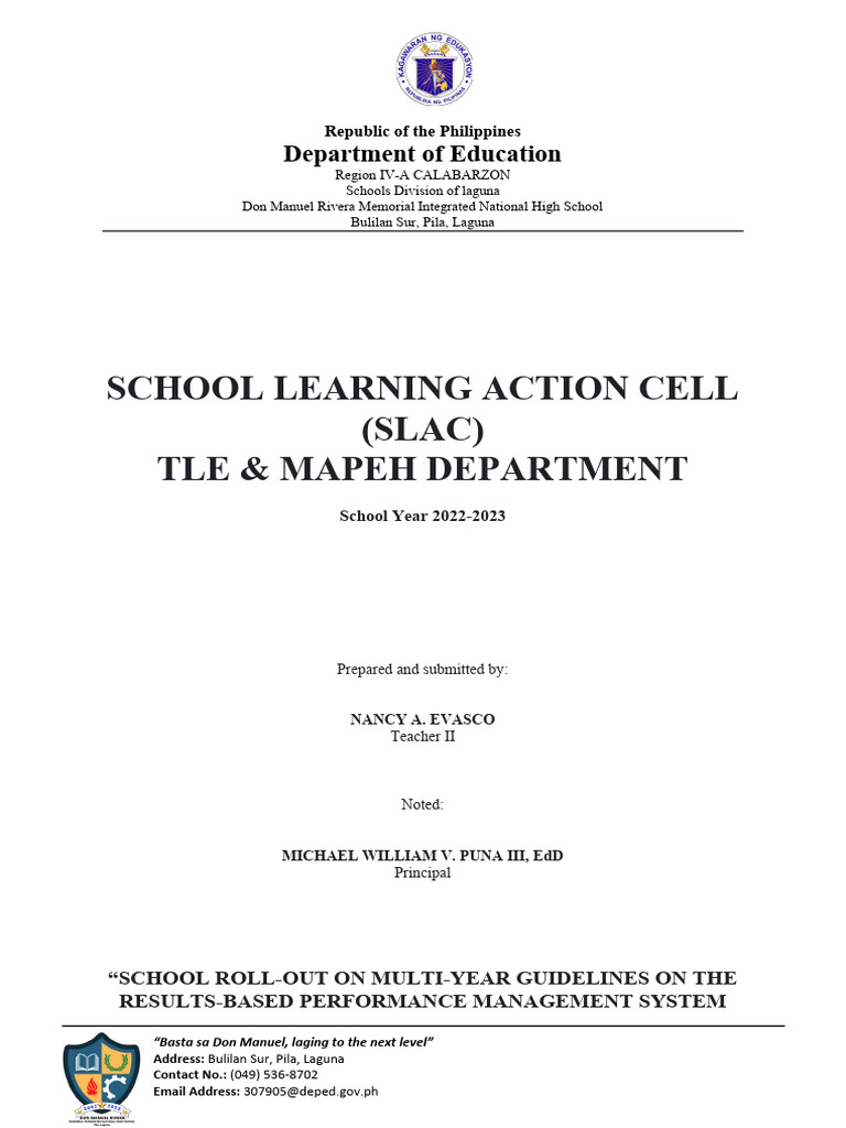 Docu Slac Tle Mapeh | PDF | Cognition