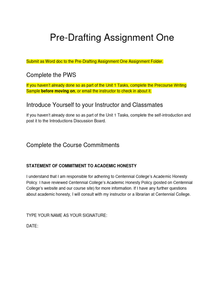 Pre-Drafting Assignment One Template | PDF | Career & Growth | Self-Improvement