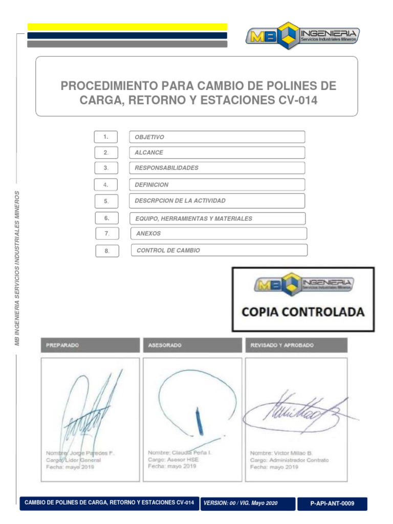 P-Api-Ant-0009 - Procedimiento para Cambio de Polines de Carga y ...