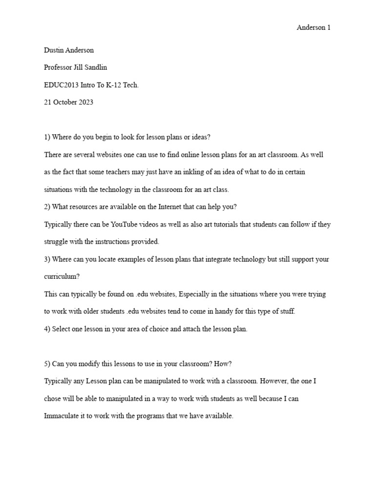 Online Lesson Plans | PDF | Printmaking | Lesson Plan