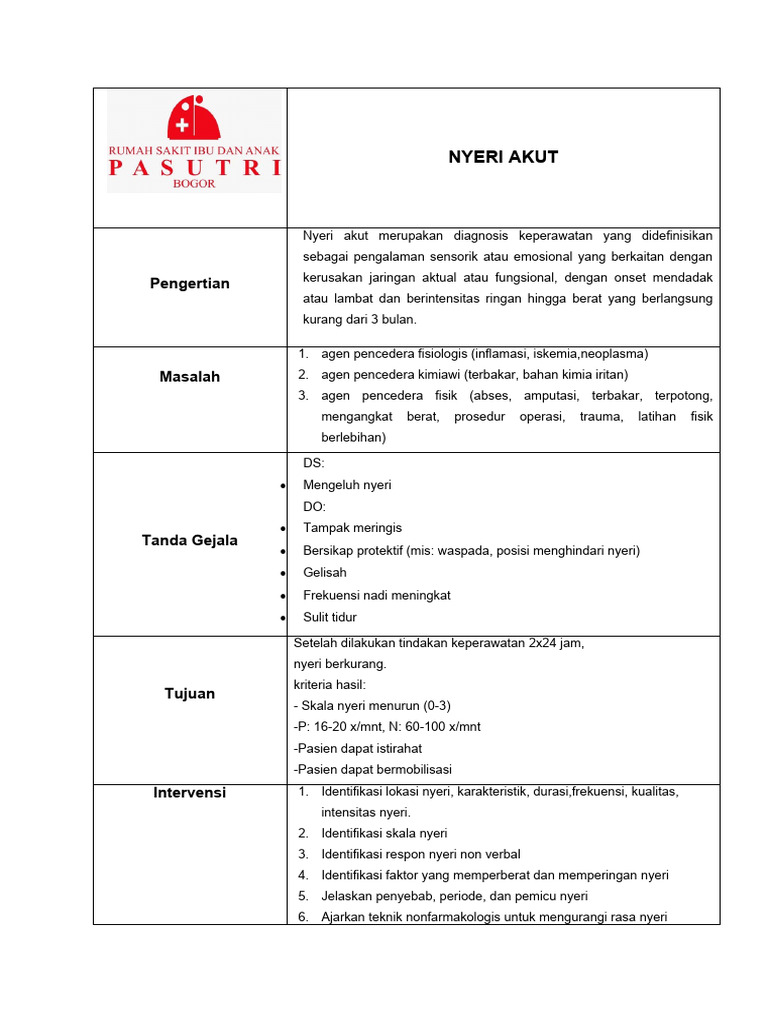 Manajemen Nyeri Akut dalam Keperawatan | PDF