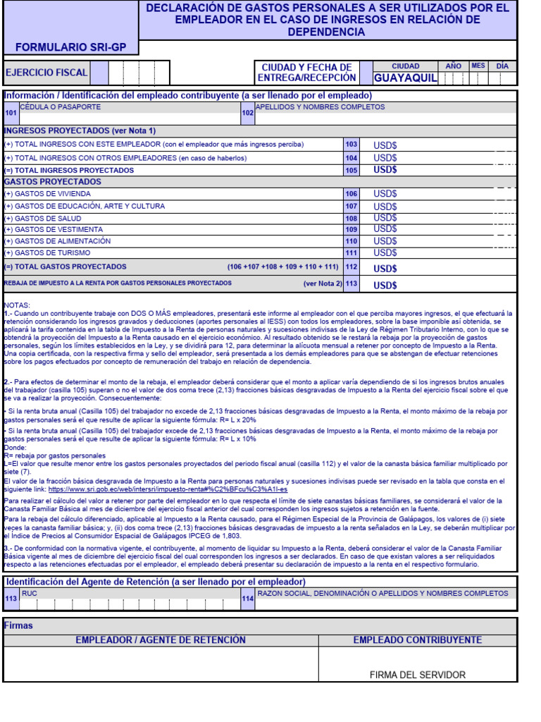 Formulario SRI | Descargar gratis PDF | Impuesto sobre la renta | Impuestos