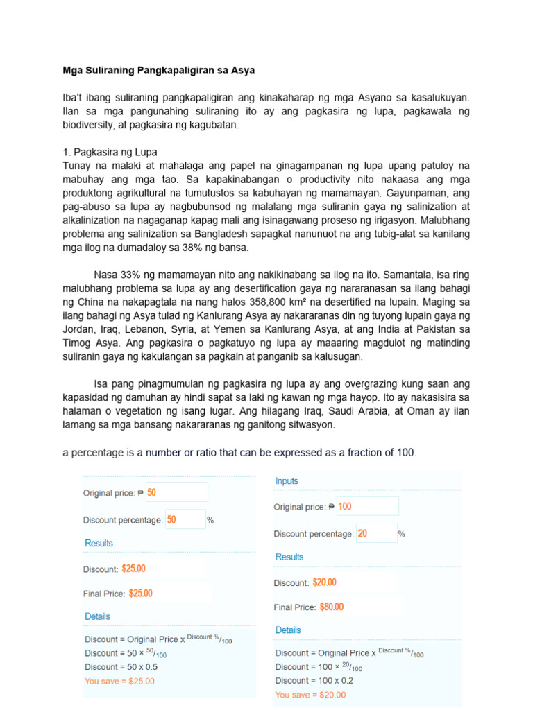 Mga Suliraning Pangkapaligiran Sa Asya Doc Activity | PDF
