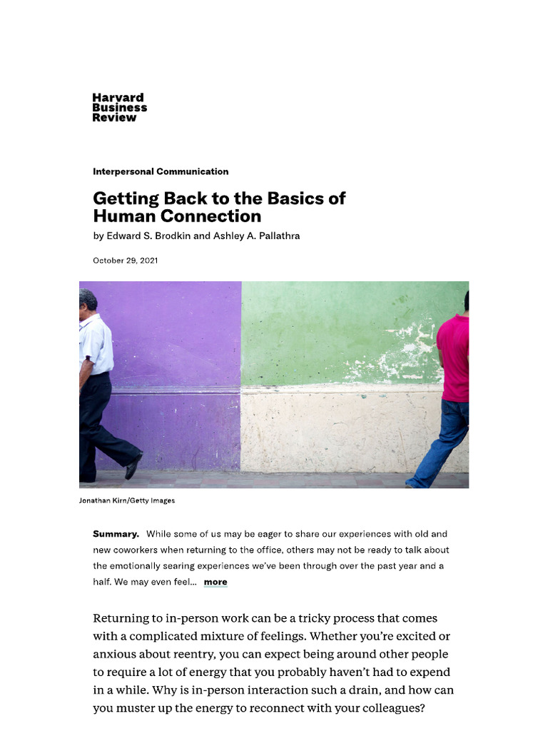 Getting Back To The Basics of Human Connection | PDF