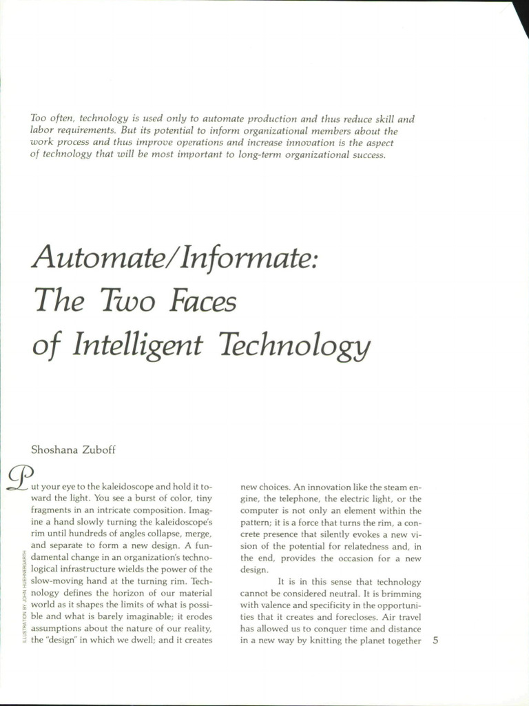 Automate Informate - The Two Faces of Intelligent Technology | PDF ...