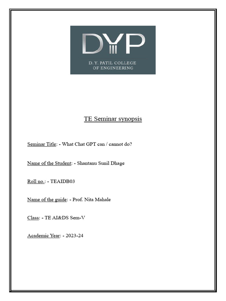 Te Seminar Synopsis Final 1 | PDF | Artificial Intelligence ... Te Seminar Synopsis Final 1 | PDF | Artificial Intelligence ...