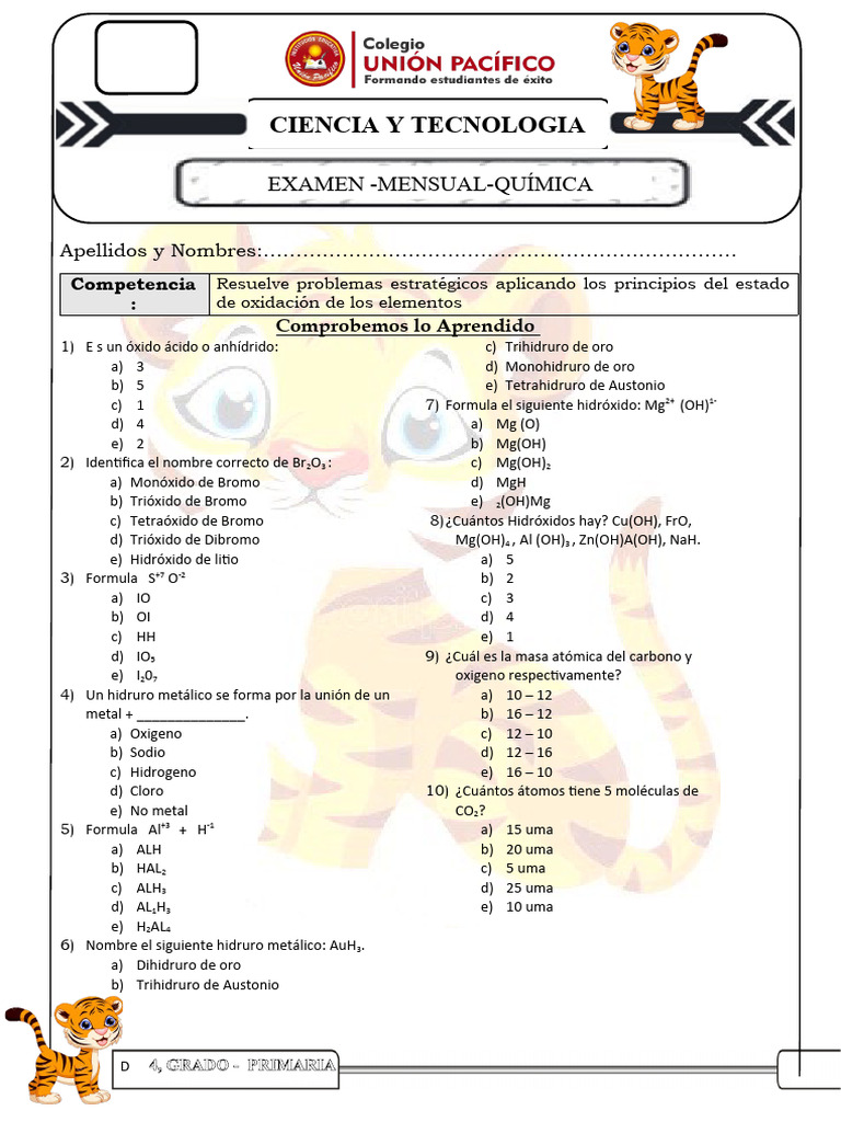 4TO GRADO CIENCIA Y TECNOLOGIA Quimixaaaa | PDF | Hidróxido | Óxido