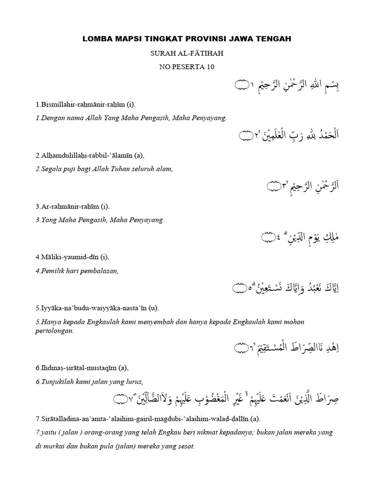 Al Fatihah Word | PDF
