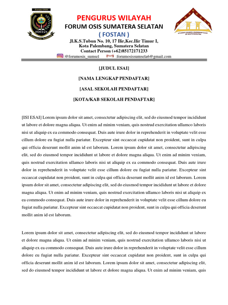 03 - Format Esai Dan Portofolio Pendaftar SCLCSS 2024-1 | PDF