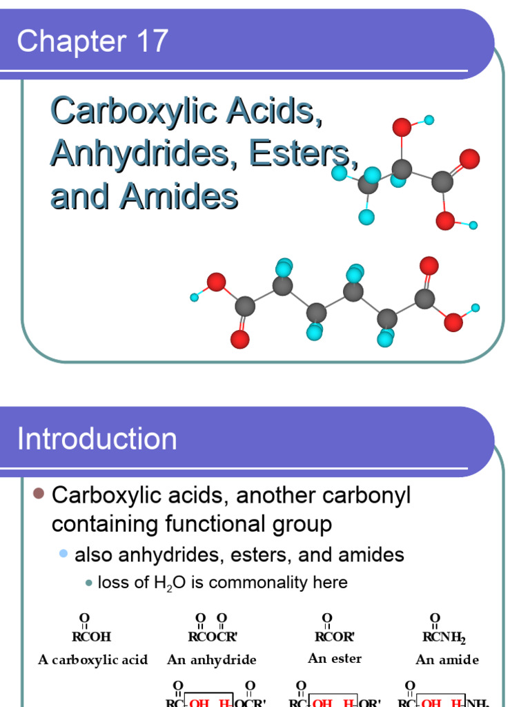 Carboxylic Acids, Anhydrides, Esters, and Amides | PDF | Carboxylic Acid | Ester