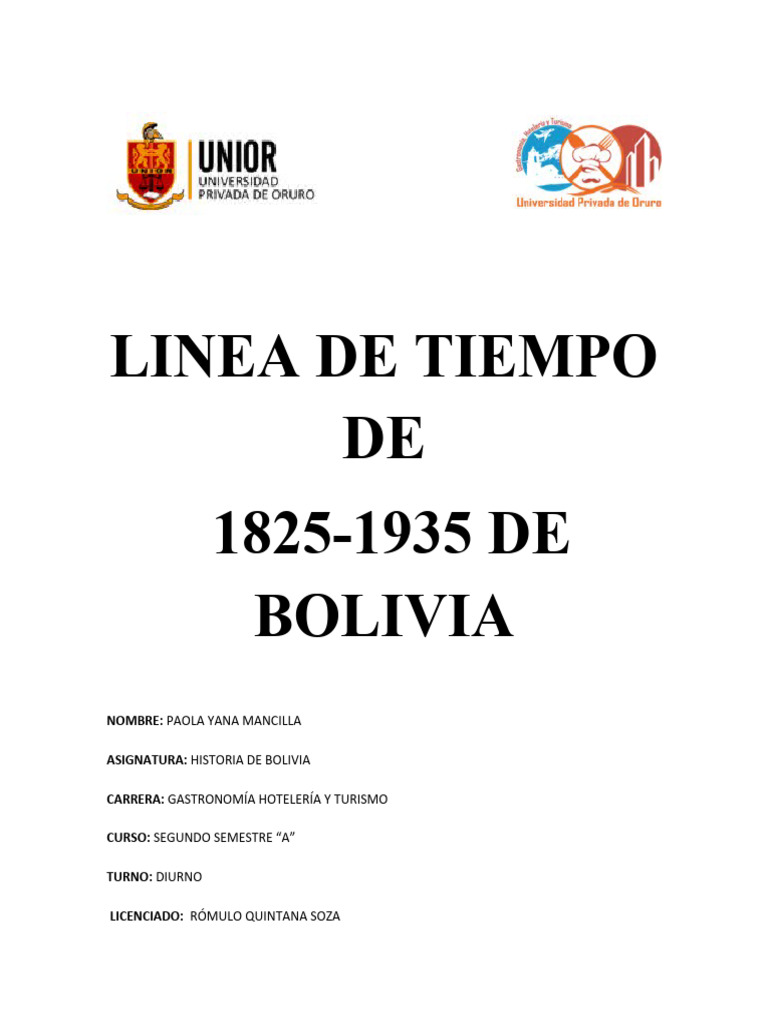 Linea de Tiempo de Bolivia Tarea de Historia | PDF | Viajes y turismo