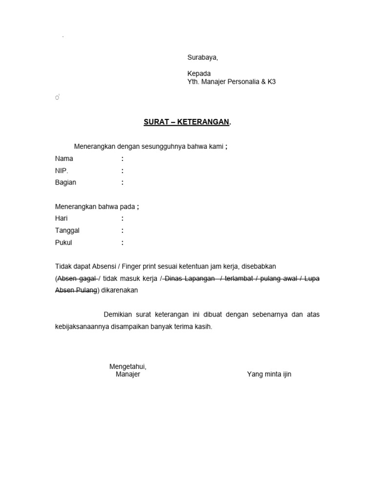 Form Izin Ijin | PDF