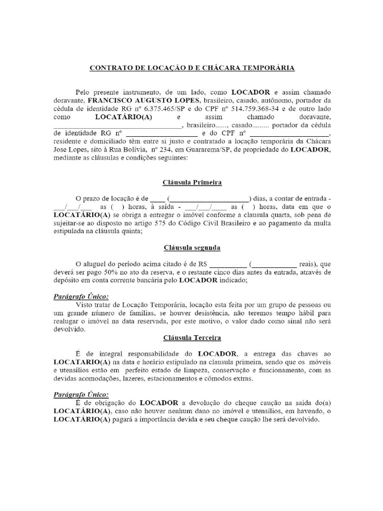 Modelo Contrato de Alugel | PDF