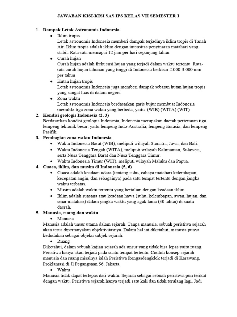 Sas Ips Kelas 7 Sem 1 | PDF