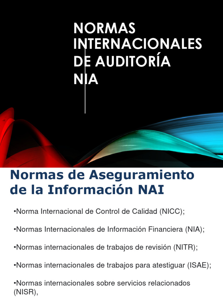 Generalidades de Las NIA | PDF | Auditoría | Economía Financiera