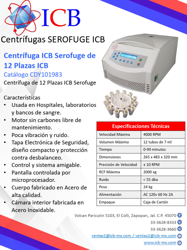 Centrifuga Serofuge Ficha | PDF | Bienes manufacturados | Vehículos