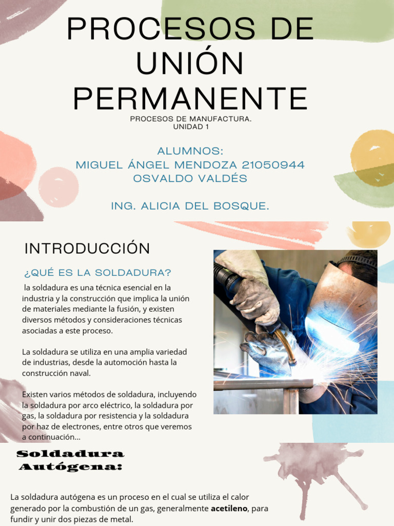 Métodos de Unión Permanente en Soldadura | PDF | Construcción | Soldadura