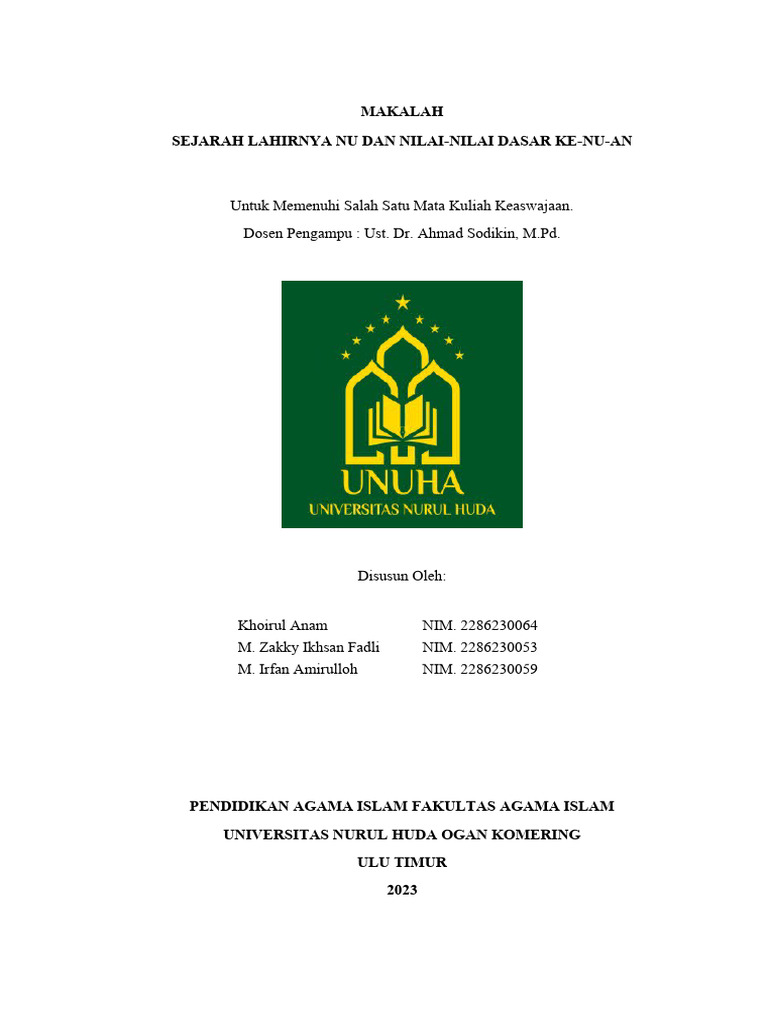 Sejarah Lahirnya Nu | PDF