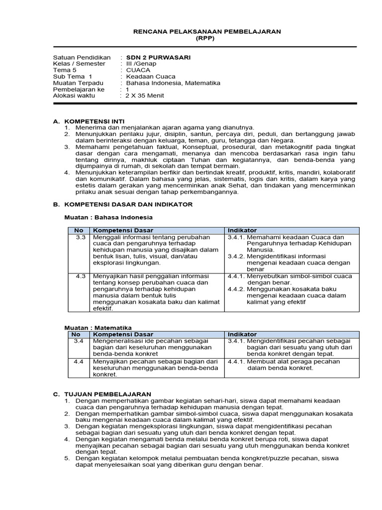RPP Kelas 3 Tema 5 - Subtema 1 Pembelajaran 1 | PDF | Karier & Perkembangan | Kesehatan Holistik