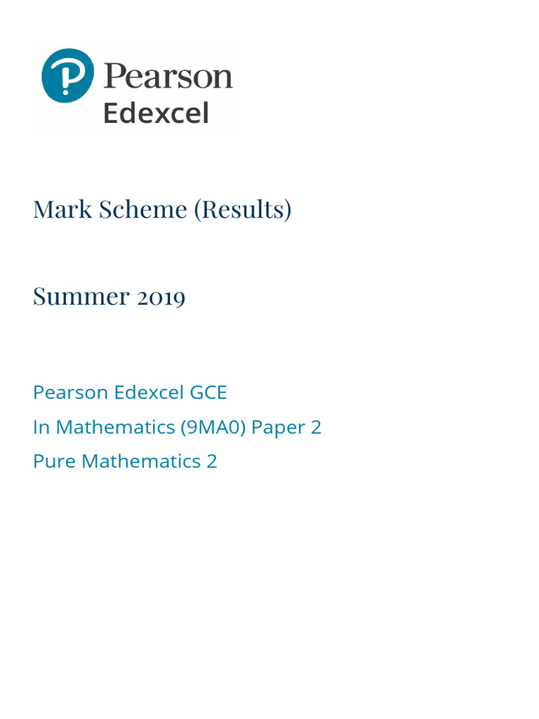 Edexcel A Level Mathematics Paper 2 MS | PDF | Equations | Mathematics