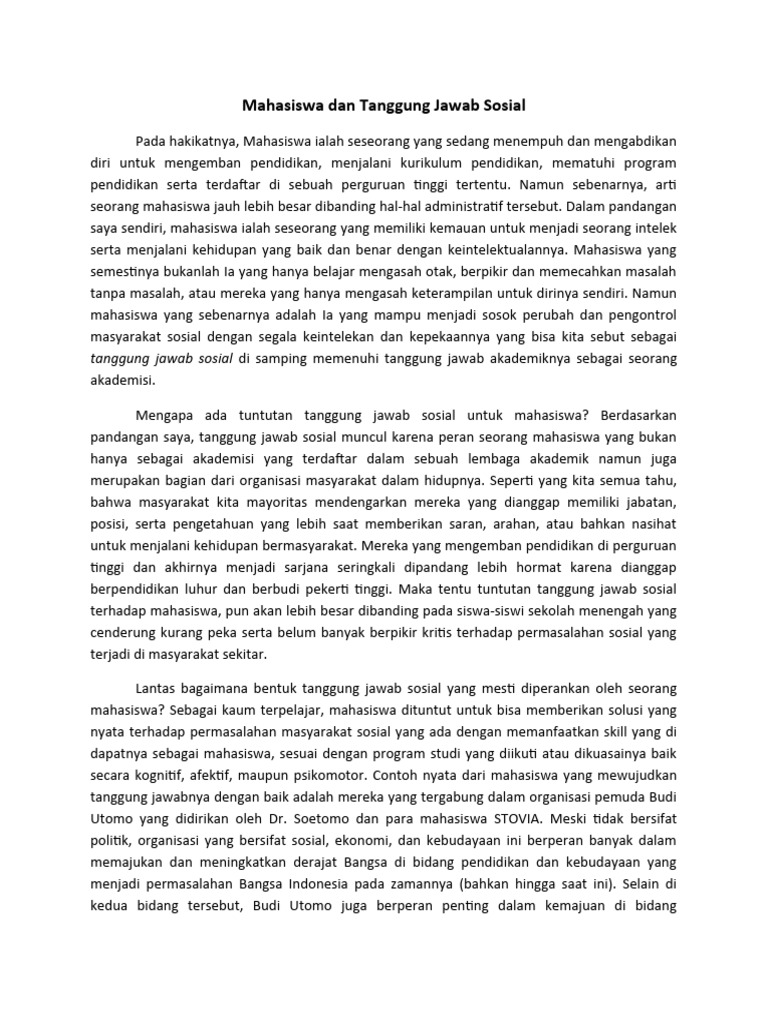 Tanggung Jawab Sosial Mahasiswa | PDF | Ilmu Sosial | Kesehatan Holistik