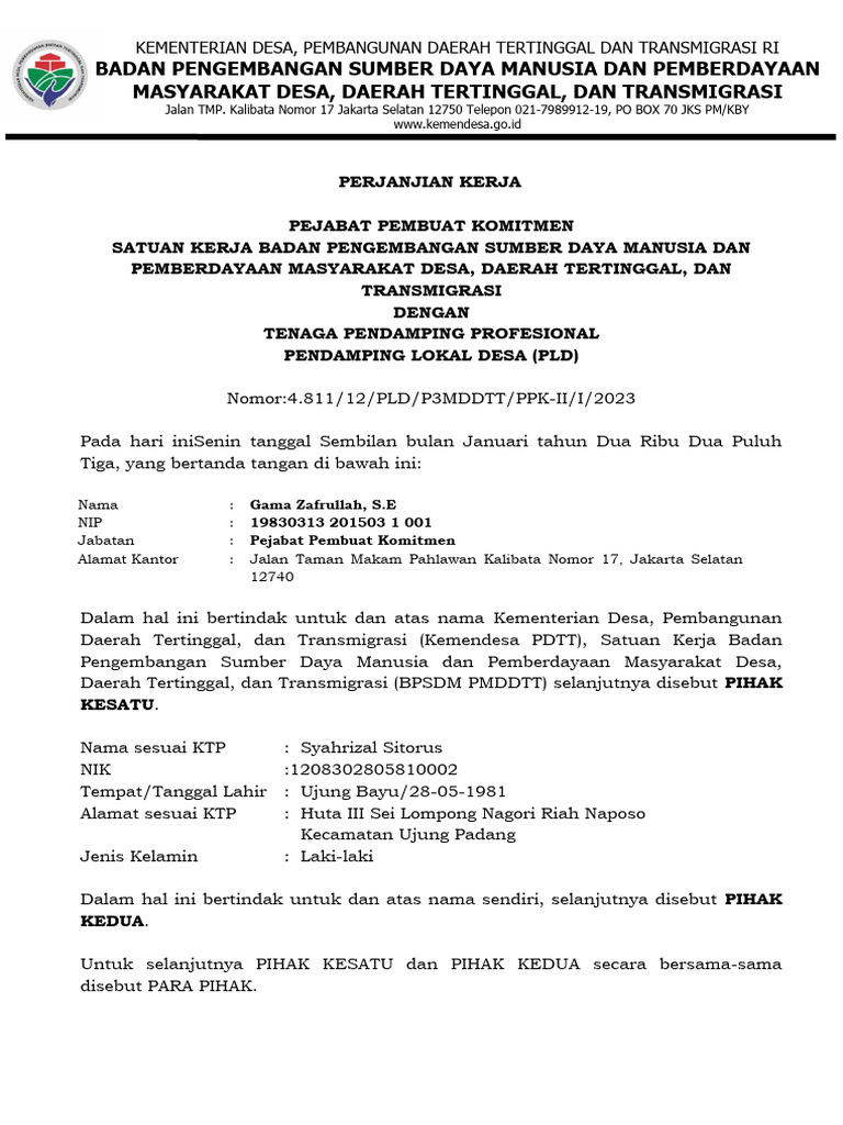 1 A Format SPK PLD - PPK 2022syahrizal Sitorus | PDF | Pengelolaan ...