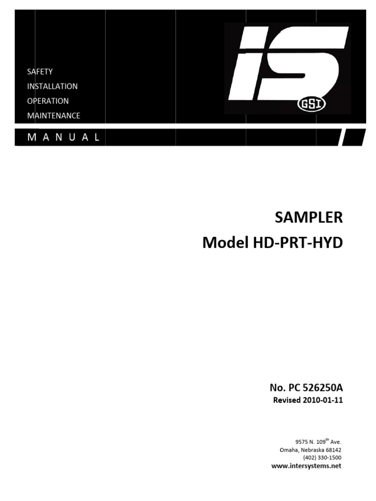 Manual - InterSystems HD-PRT-HYD Sampler | PDF | Valve | Actuator