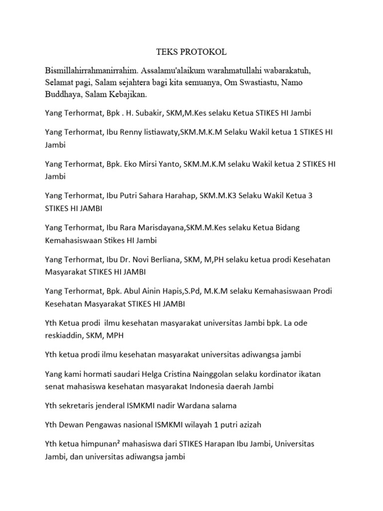 Teks Protokol | PDF | Kesehatan Holistik | Gaya Hidup