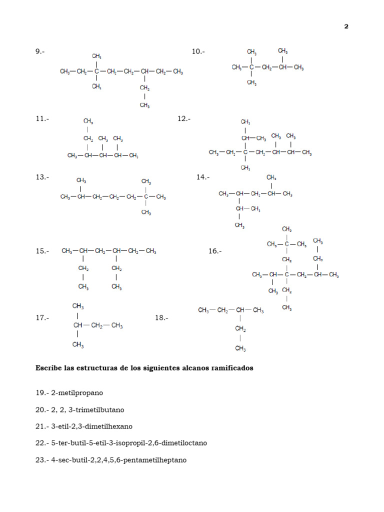 Ejercicios Alcanos 2 | PDF