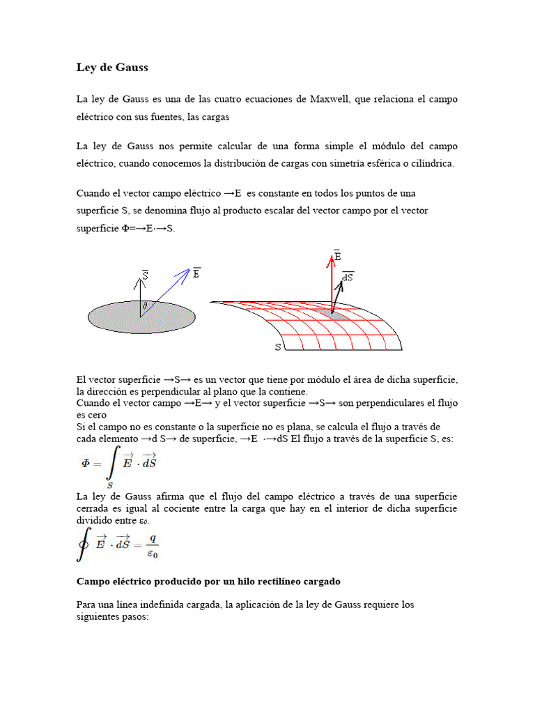 Ley de Gauss | PDF | Campo eléctrico | Objetos matemáticos