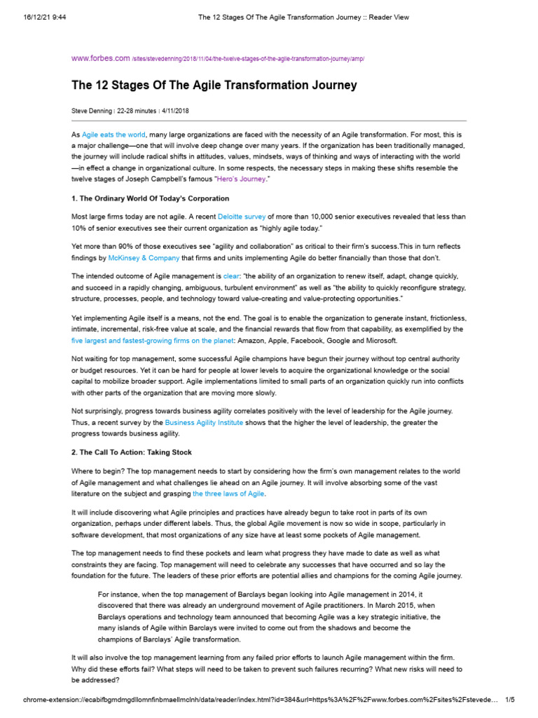 The 12 Stages of The Agile Transformation Journey | PDF | Agile Software Development | Business