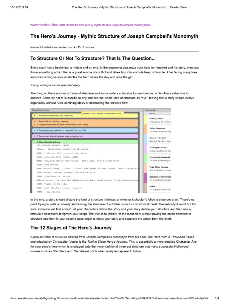 The Hero's Journey - Mythic Structure of Joseph Campbell's Monomyth ...