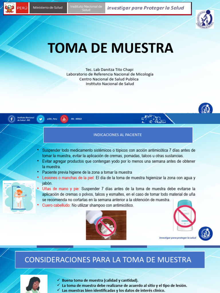 Tema 3 Toma de Muestra | PDF | Clavo (anatomía) | Especialidades Medicas