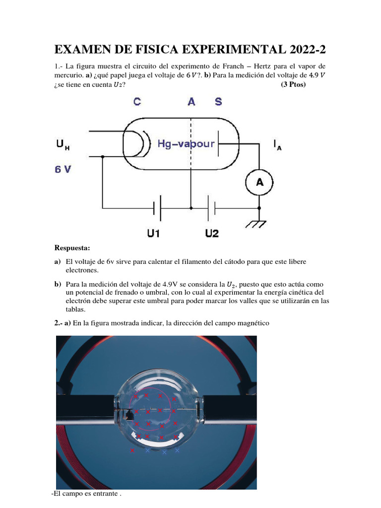 Ex. Fis. Experimental 2022-2 | PDF | Electrón | Corriente eléctrica